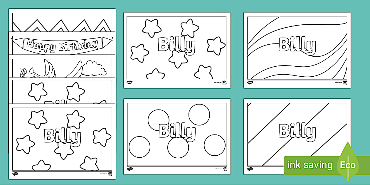 Billy Name Simple Colouring Activity Sheet (teacher made)