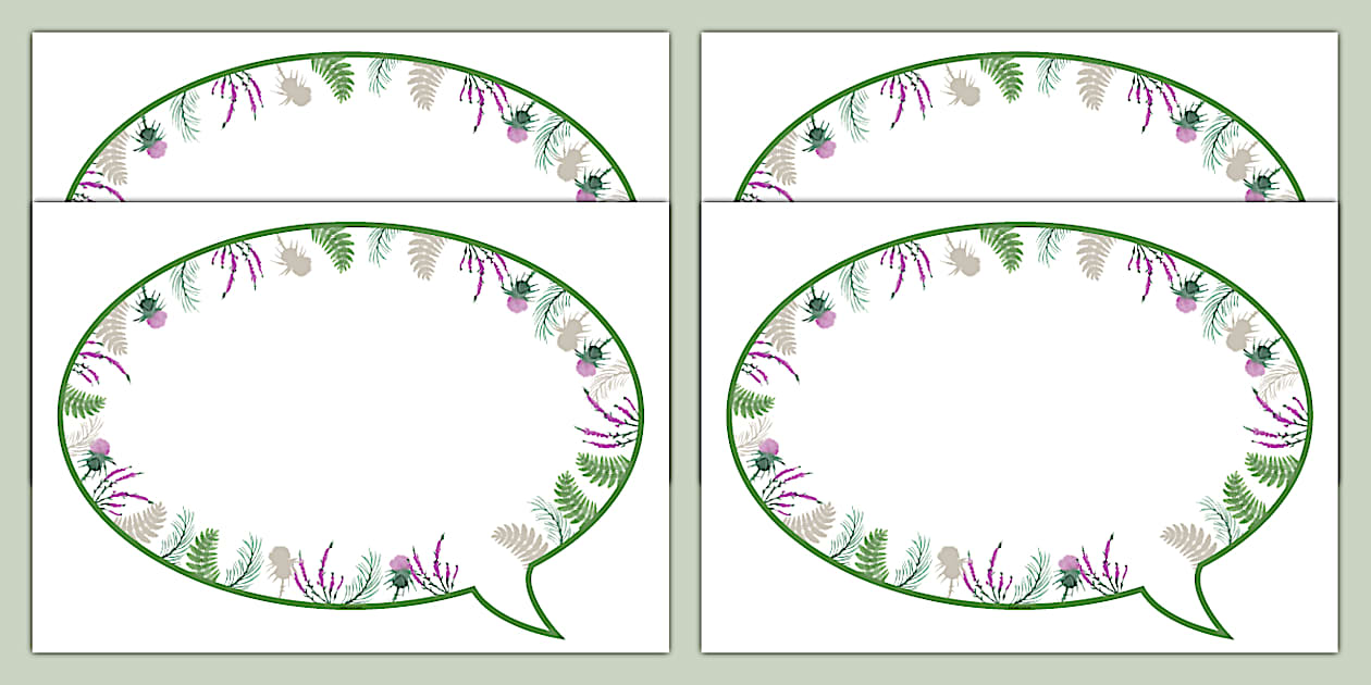 Scottish Botanical-Themed Speech Bubble Display Cut-Outs