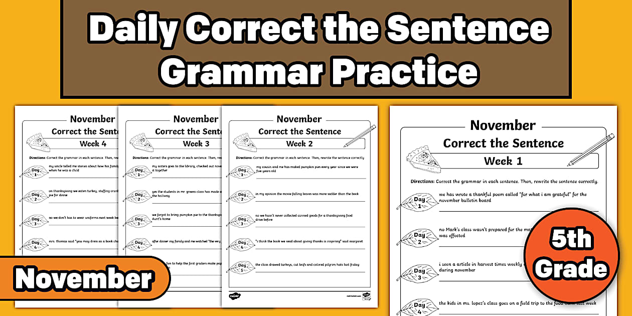 Fifth November Daily Correct the Sentence Grammar Practice