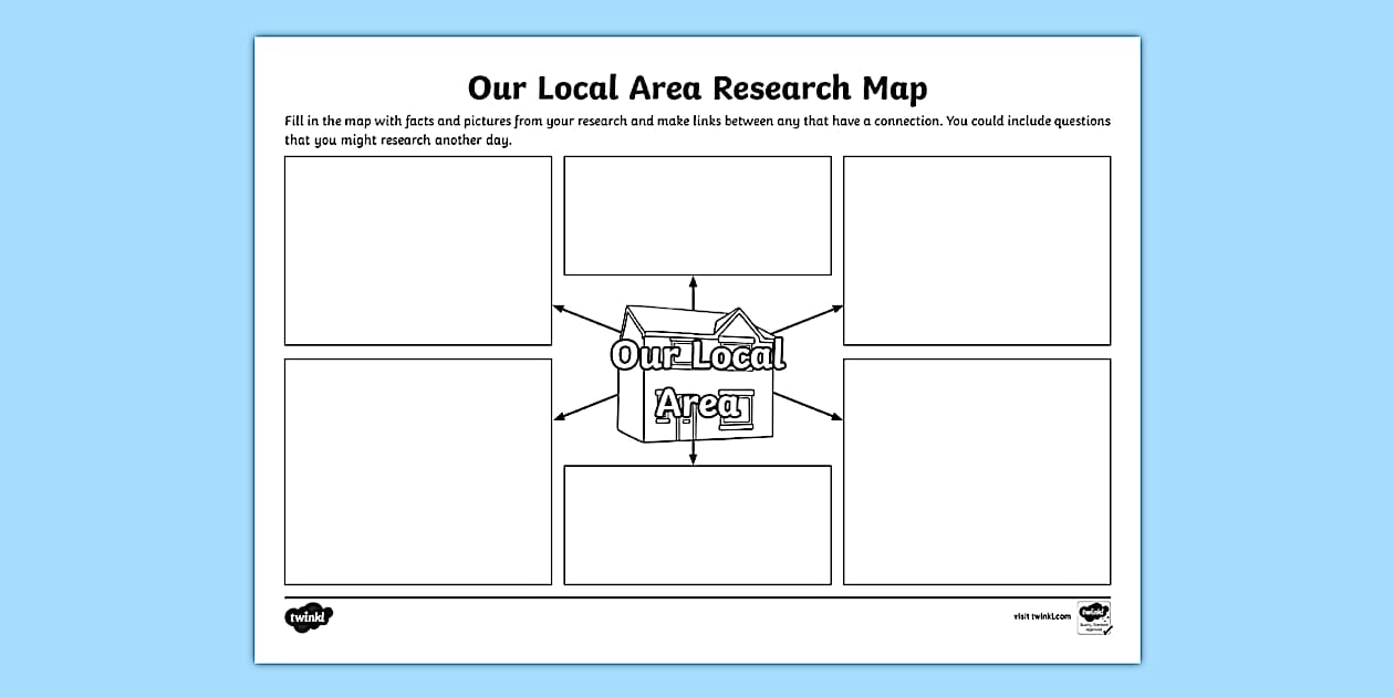 Editable Our Local Area Research Map Template - Twinkl