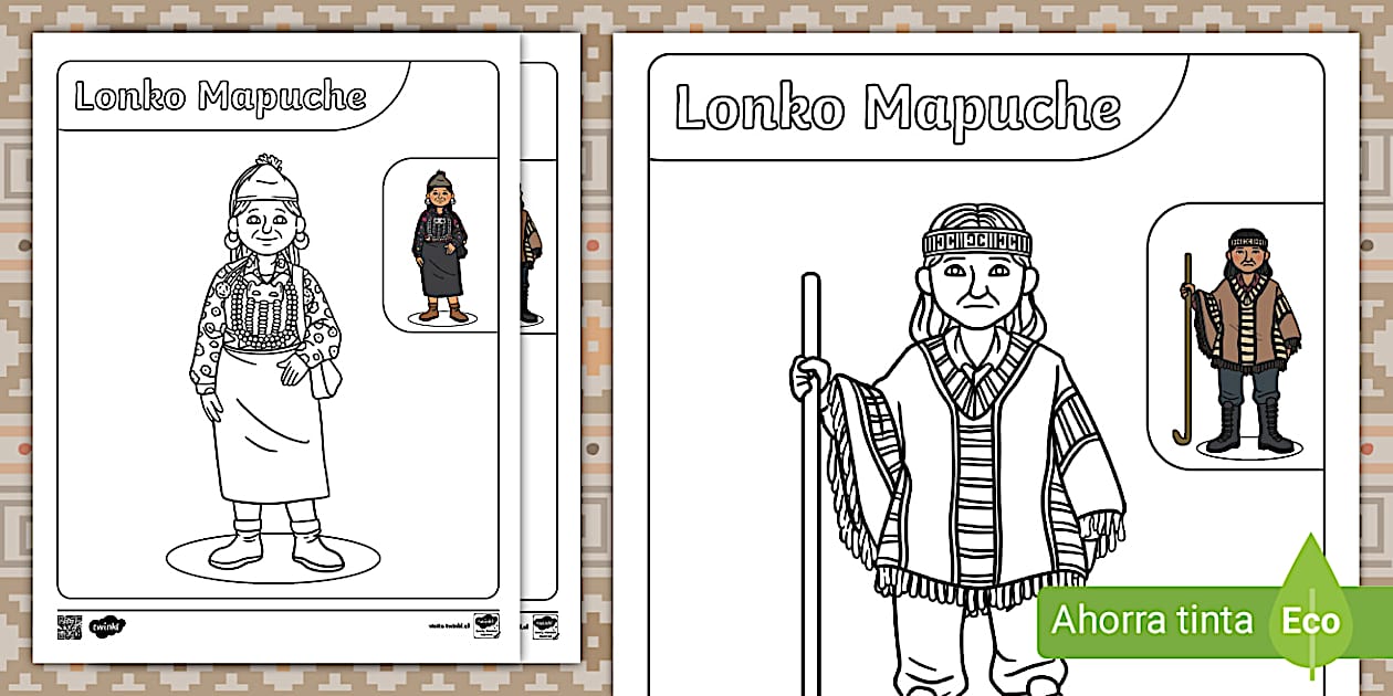 Hojas para Colorear Lonkos Mapuche (teacher made) - Twinkl