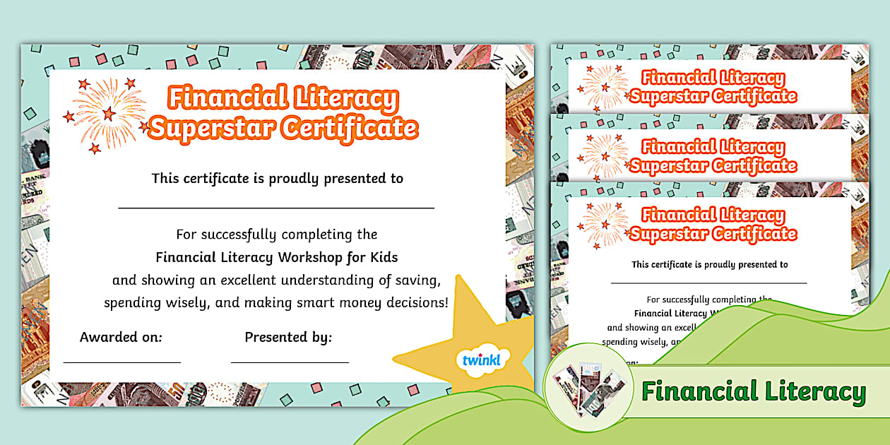 Financial Literacy Superstar Certificate (teacher made)