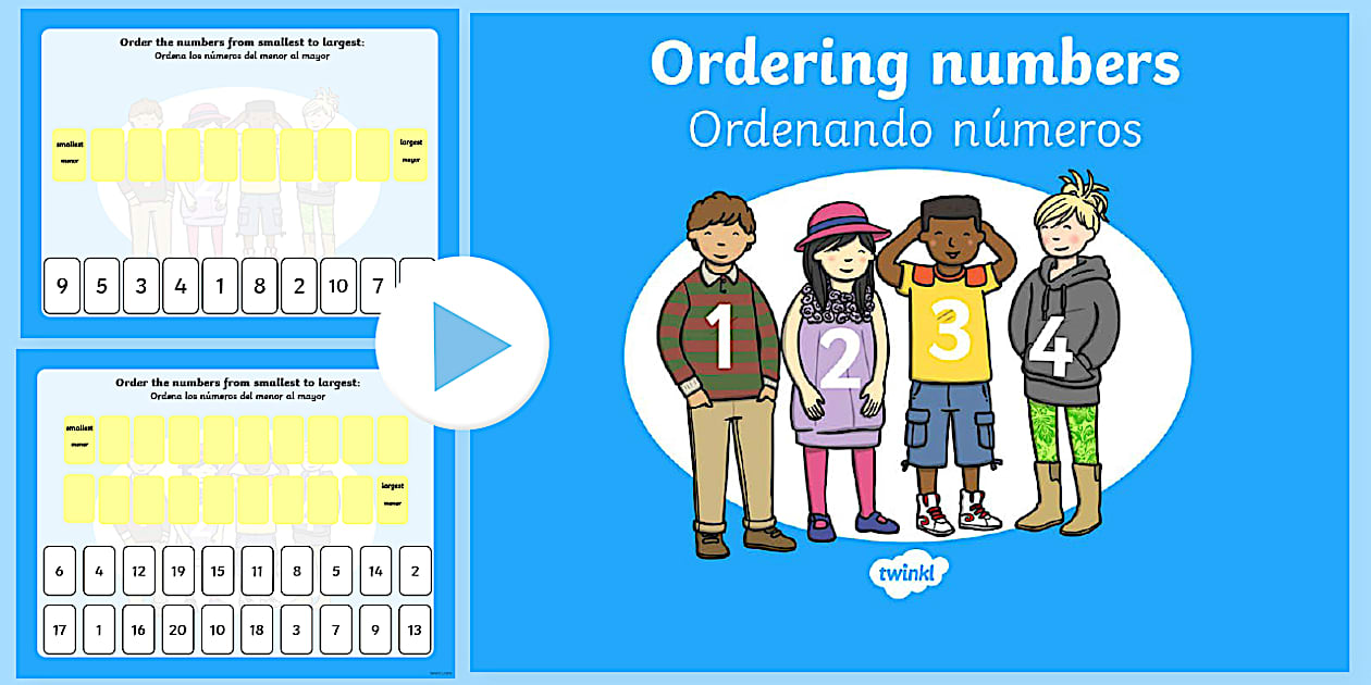 Ordering Numbers 0-10 and 0-20 PowerPoint English/Spanish - Ordering ...