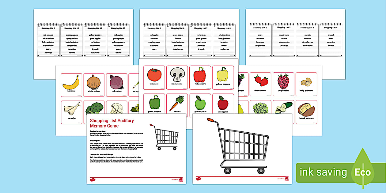 Editable Shopping List Auditory Memory Game (teacher made)