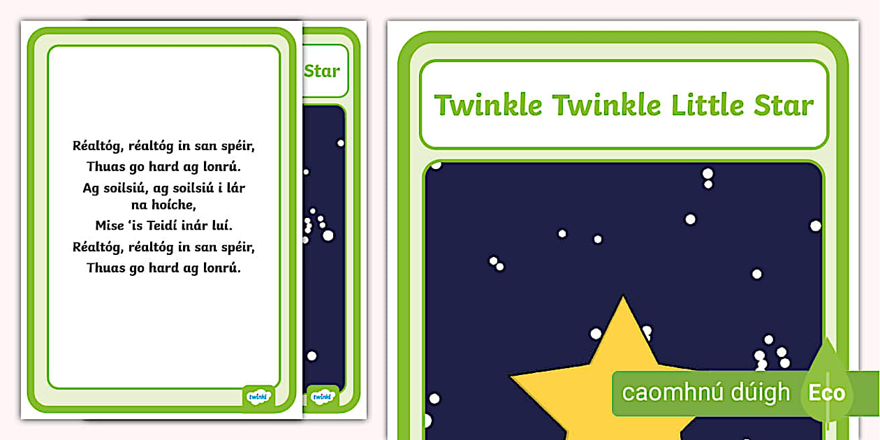 Gaeilge Twinkle Twinkle Little Star (teacher made) - Twinkl