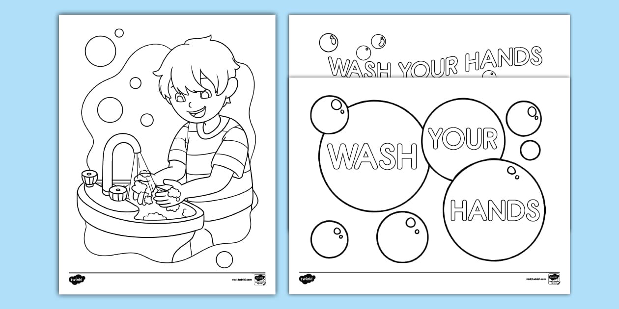 Washing Hands Coloring Sheets