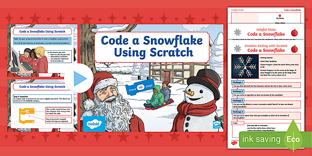 Snowflake Coding Using Scratch (Teacher-Made) - Twinkl
