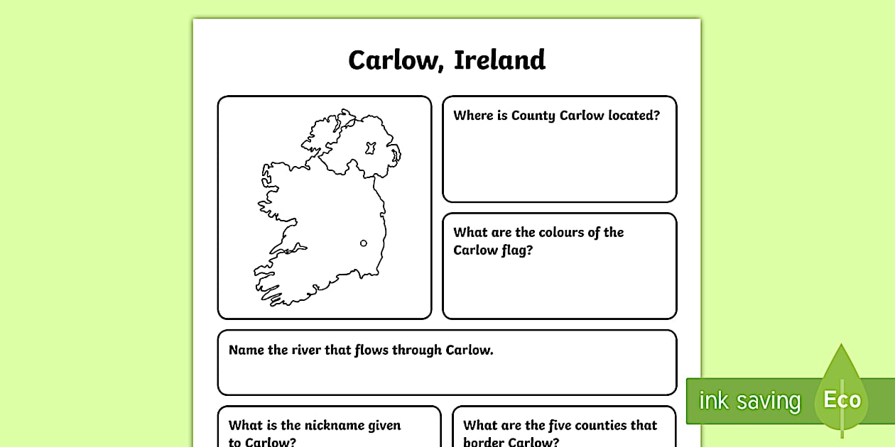 Carlow, Ireland Worksheet - Twinkl