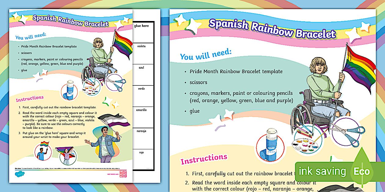 👉 Spanish: Pride Month Rainbow Bracelets - Twinkl