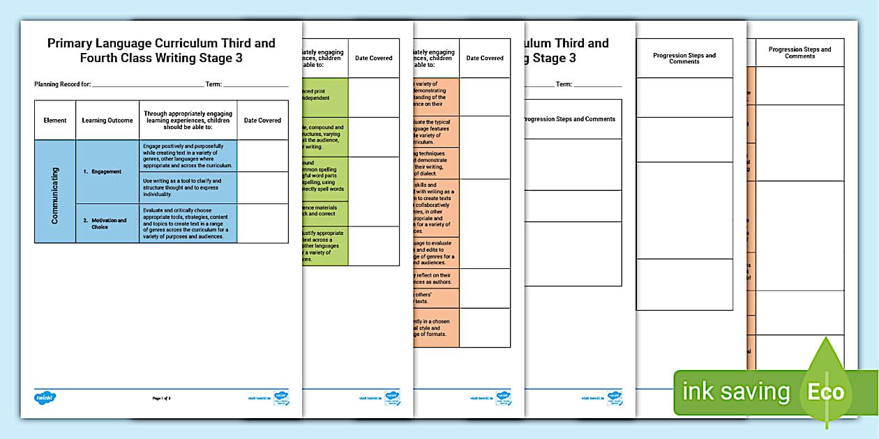 Primary Language Curriculum Writing Planning & Assessment