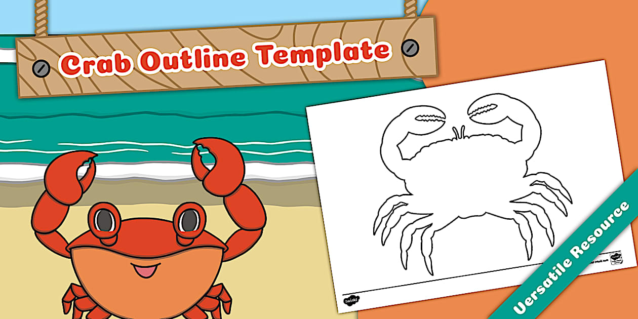 Crab Outline Template - KS1- Twinkl Animals