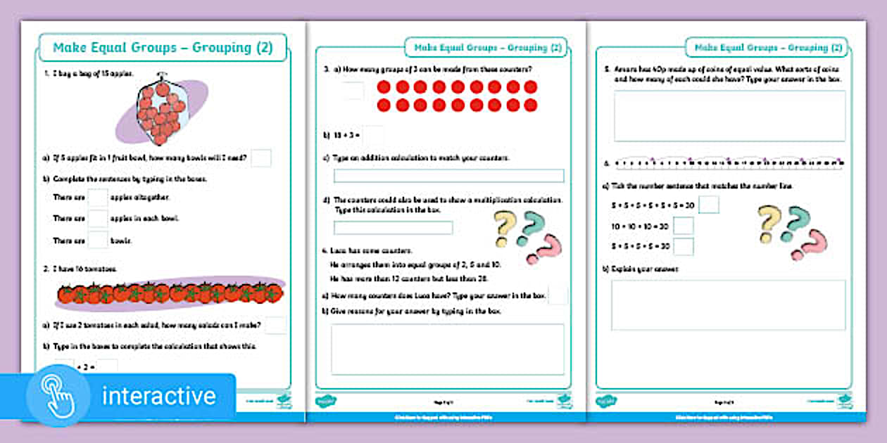 👉 Interactive PDF: WRM Y2: Make Equal Groups – Grouping (2)