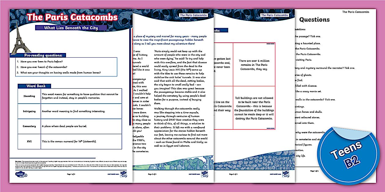 ESL Reading: Paris Catacombs [Teens, B2] - Twinkl