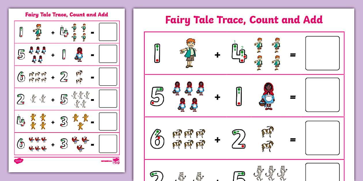 👉 Fairy Tale Trace, Count and Add Activity - Twinkl - KS1