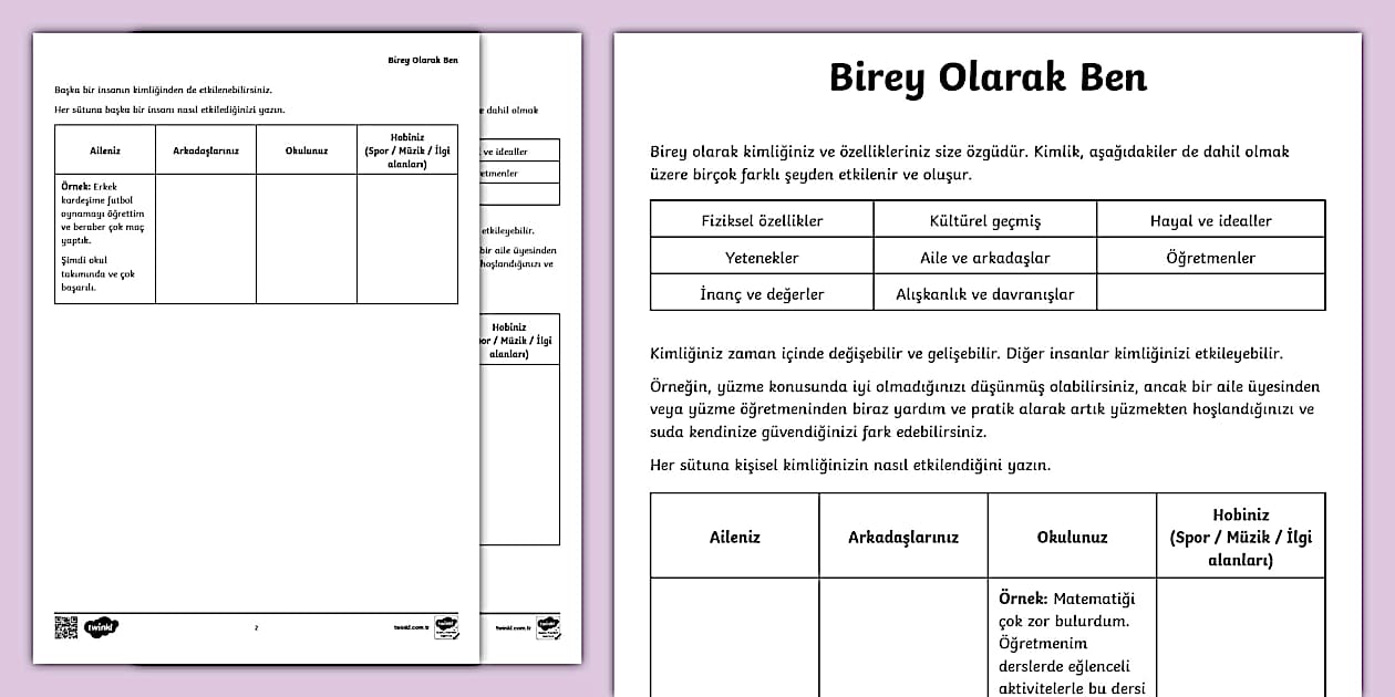 Birey Olarak Ben (teacher made) - Twinkl