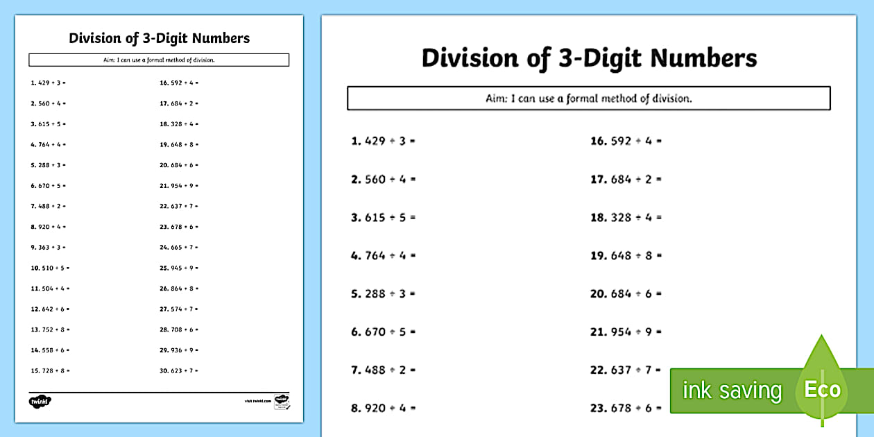 3 Digit by 1 Digit Division | Teacher-made Resources