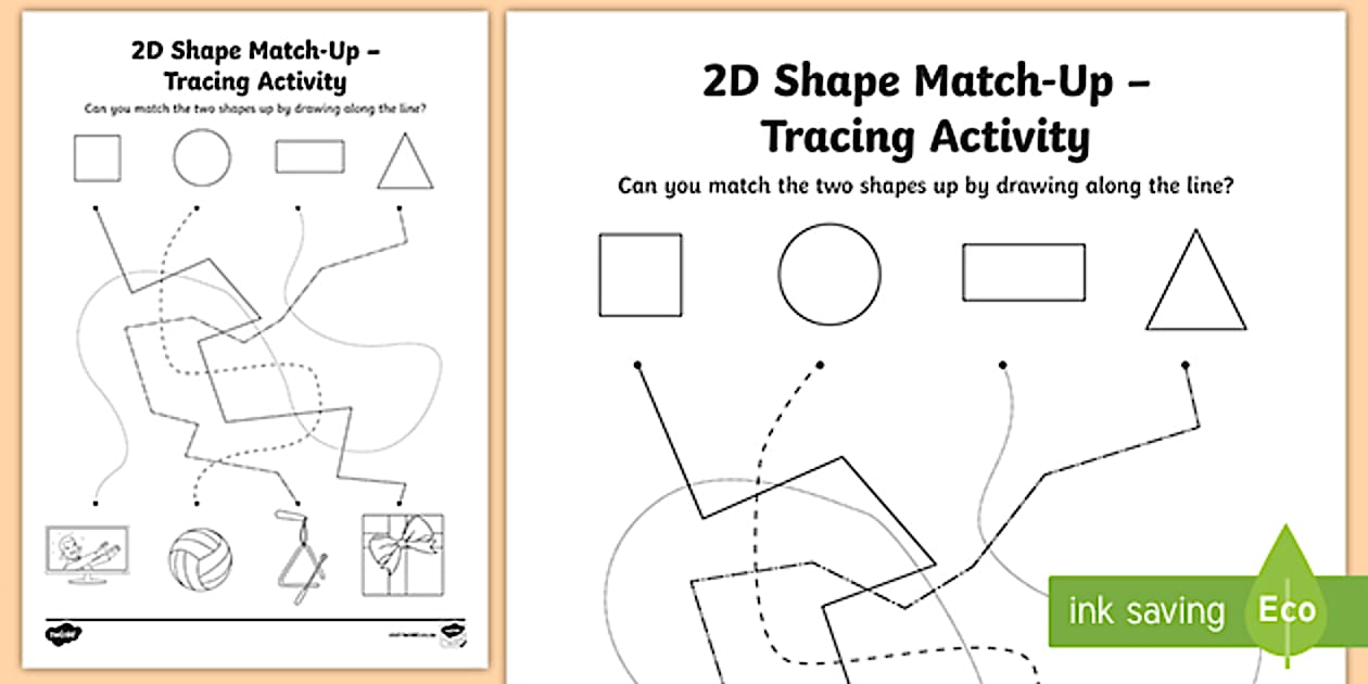 2D Shape Match-Up – Tracing Activity - Twinkl