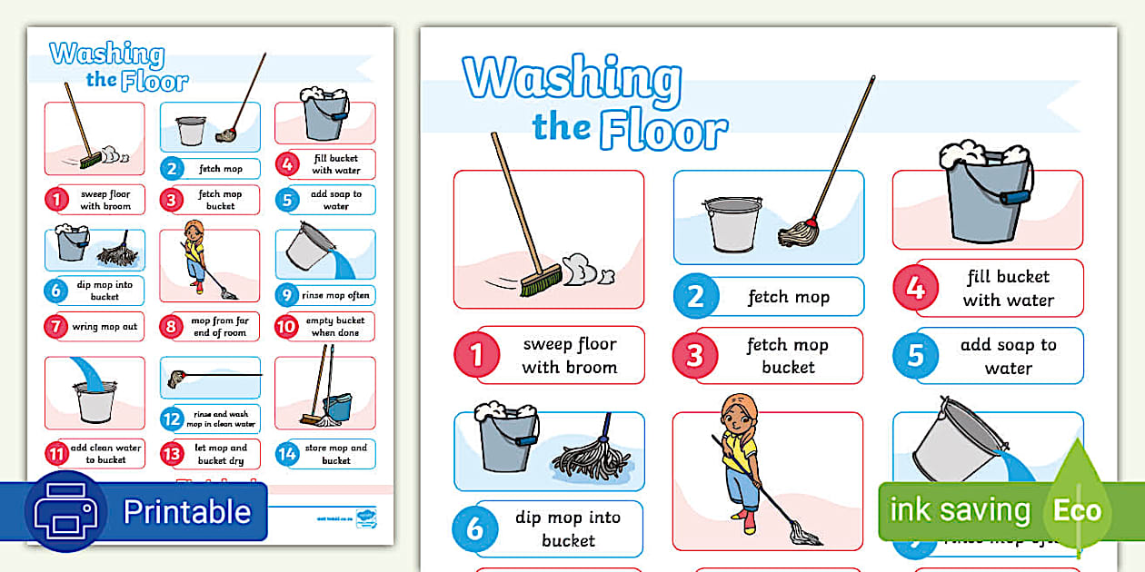 How to Wash a Floor Within a Task Schedule (teacher made)