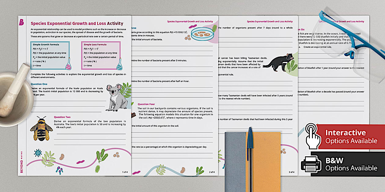 Species Exponential Growth and Loss Activity (Teacher-Made)