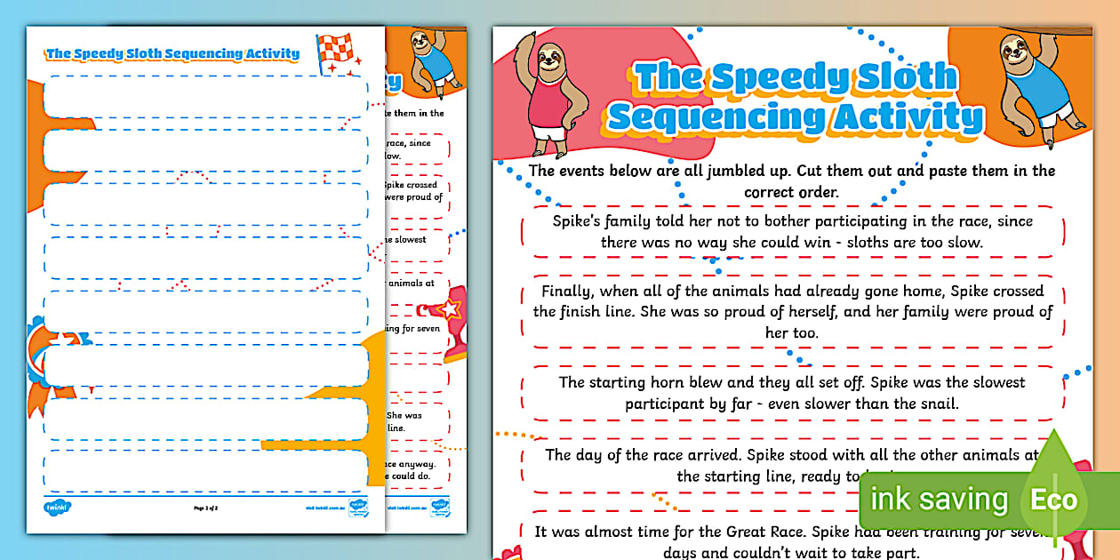 Sequencing Activity to Support Teaching on ‘The Speedy Sloth’