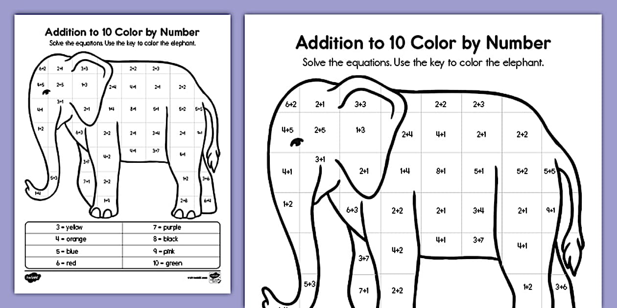 Printable Elephant Math Worksheet for Kids | Twinkl USA
