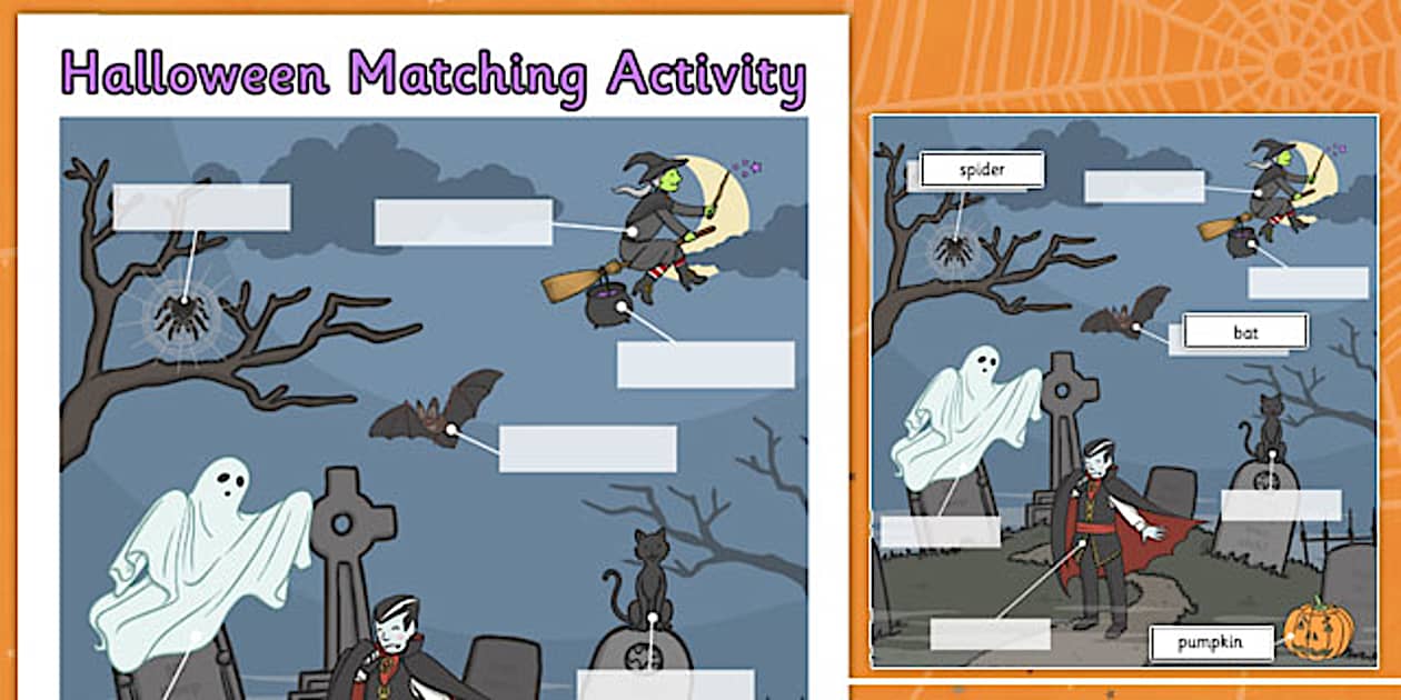 Halloween Matching Worksheet / Worksheet (teacher made)