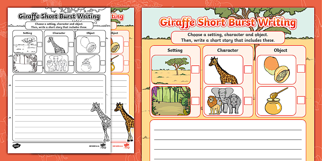 Giraffe Short Burst Writing Template (teacher made) - Twinkl