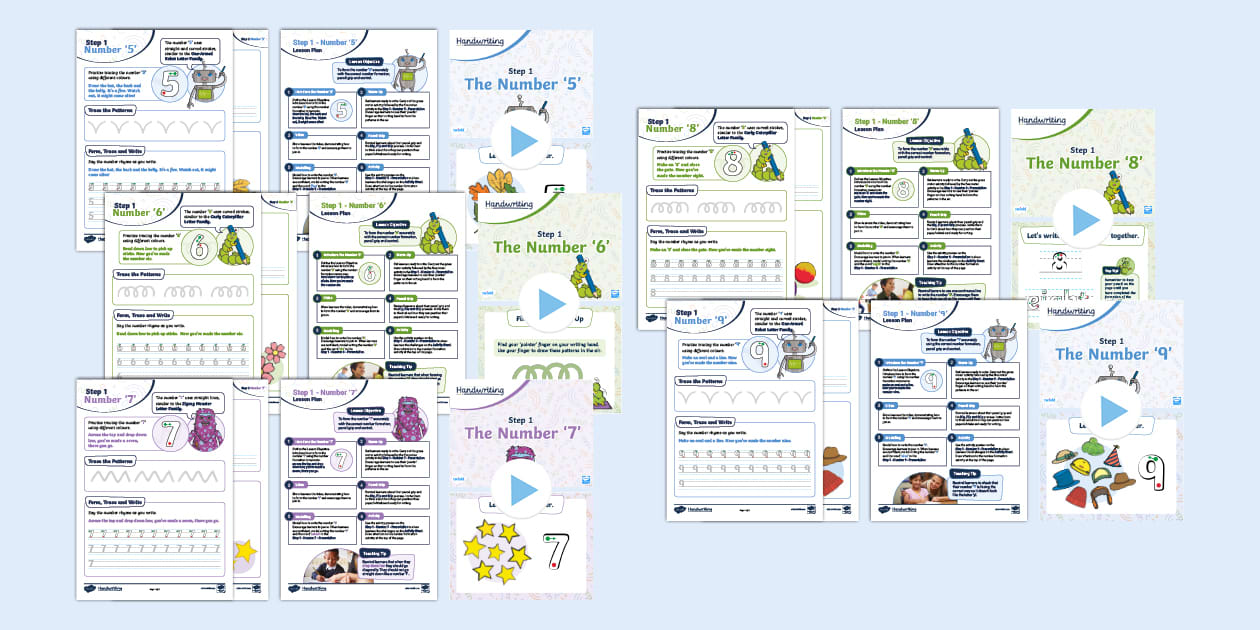 Number Formation Packs 5—9 (teacher made) - Twinkl