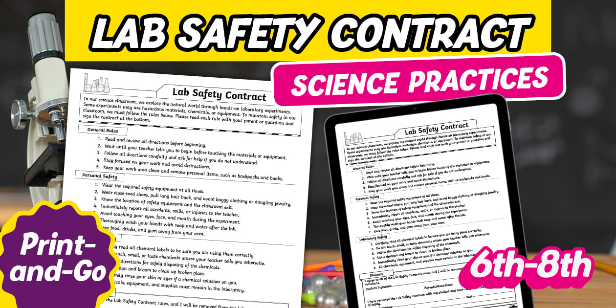 Lab Safety Contract | Science Experiments | Twinkl USA