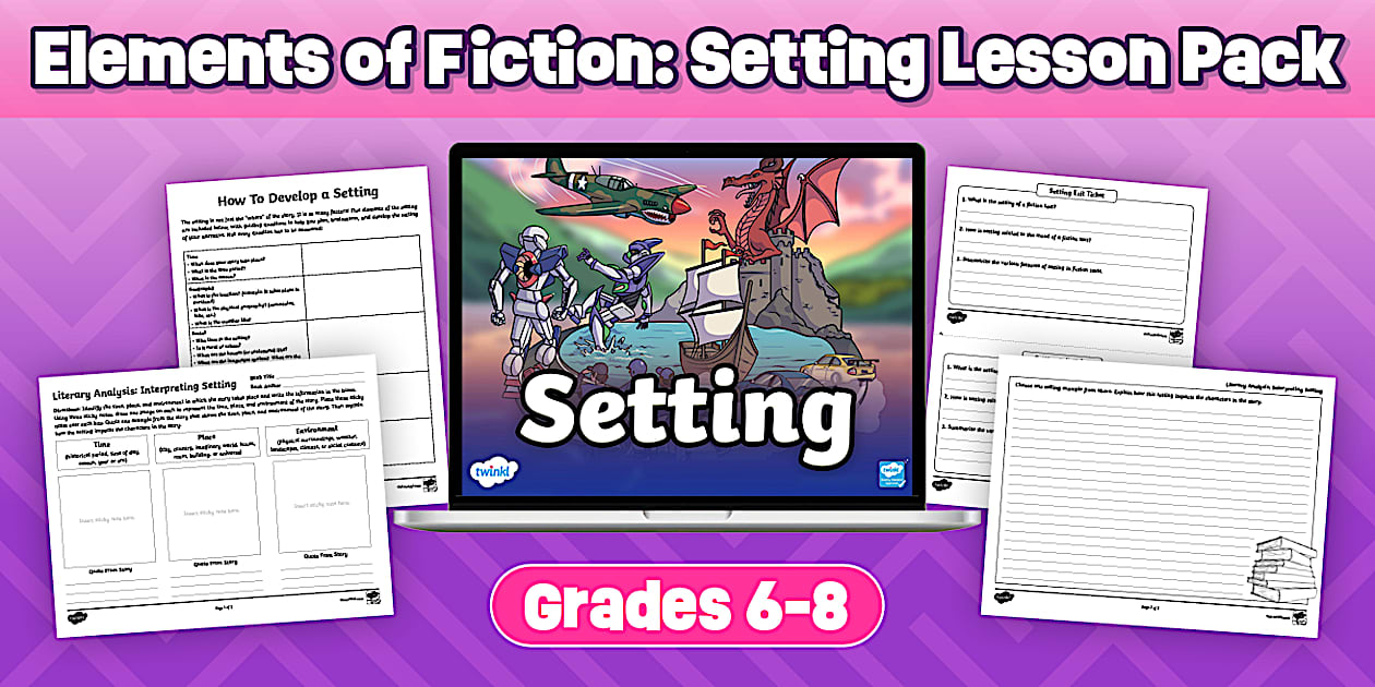 Elements of Fiction Unit Setting Lesson Pack for 6th-8th