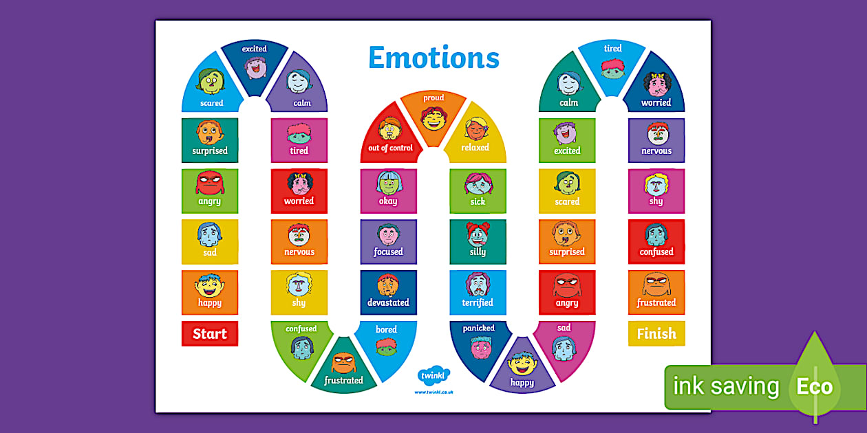 Black and White Mood Monsters Emotions Board Game - Twinkl Black and White Mood Monsters Emotions Board Game - Twinkl