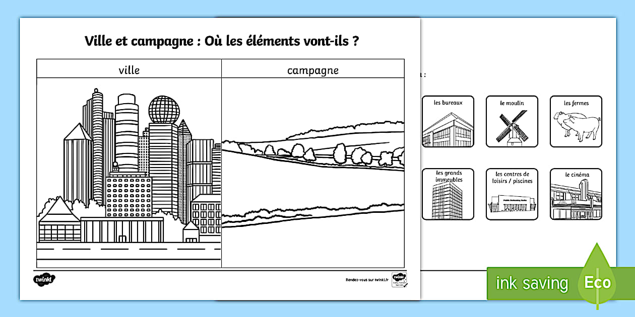 Fiche d'activités : Ville ou campagne ? (teacher made)