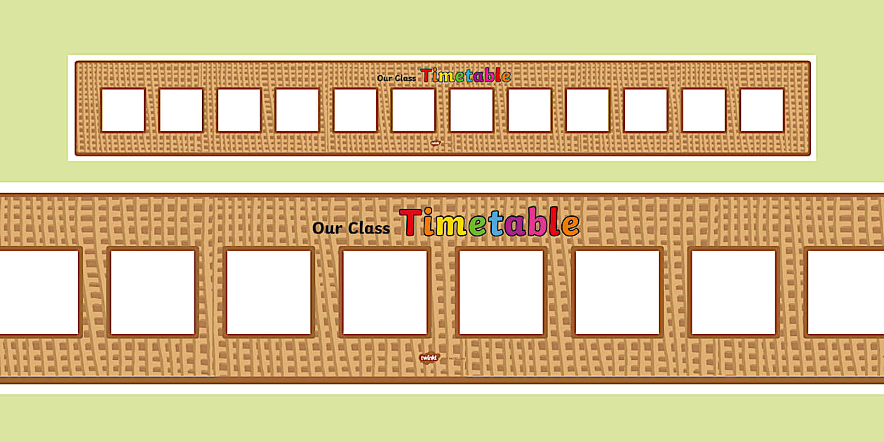 Natural Themed Horizontal Display Timetable with 12 Boxes