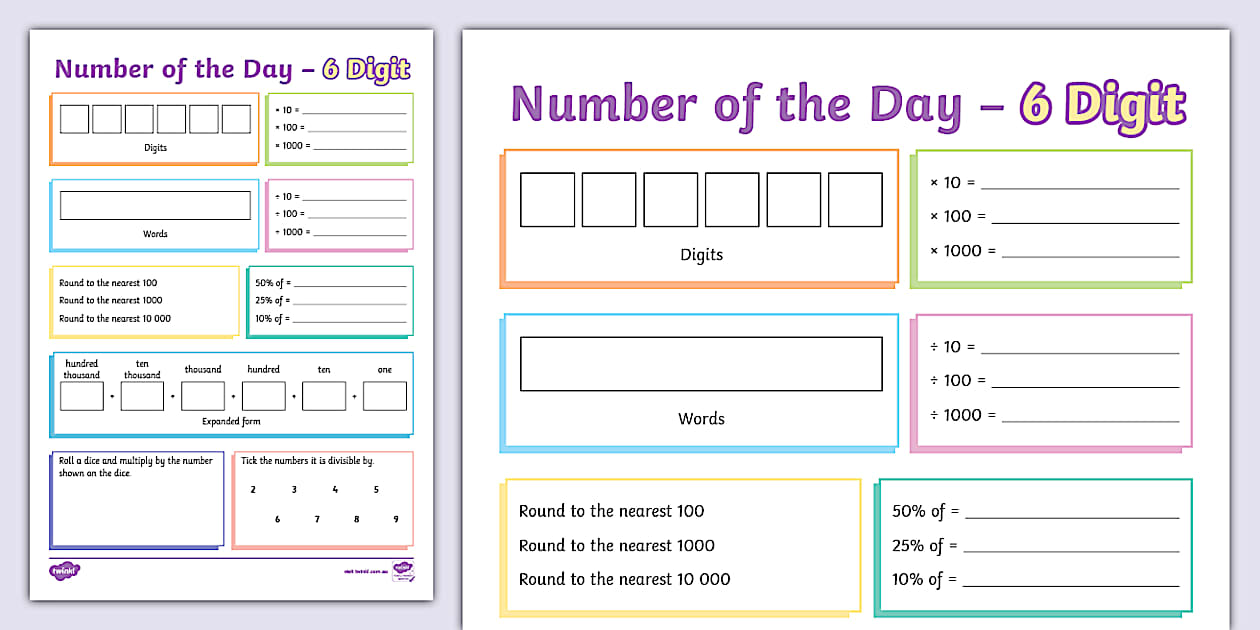 Number of the Day 6 Digit (teacher made) - Twinkl