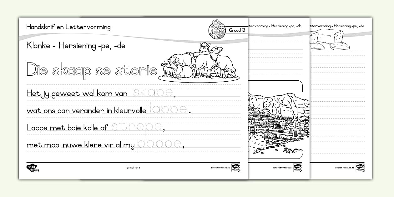 Graad 3 Klanke handskrif en lettervorming -pe ; -de - Twinkl