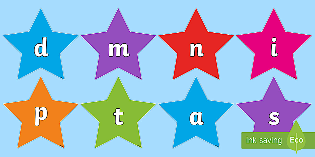 Editable Phase 2 on Stars Multicolour Cut-Outs - Twinkl