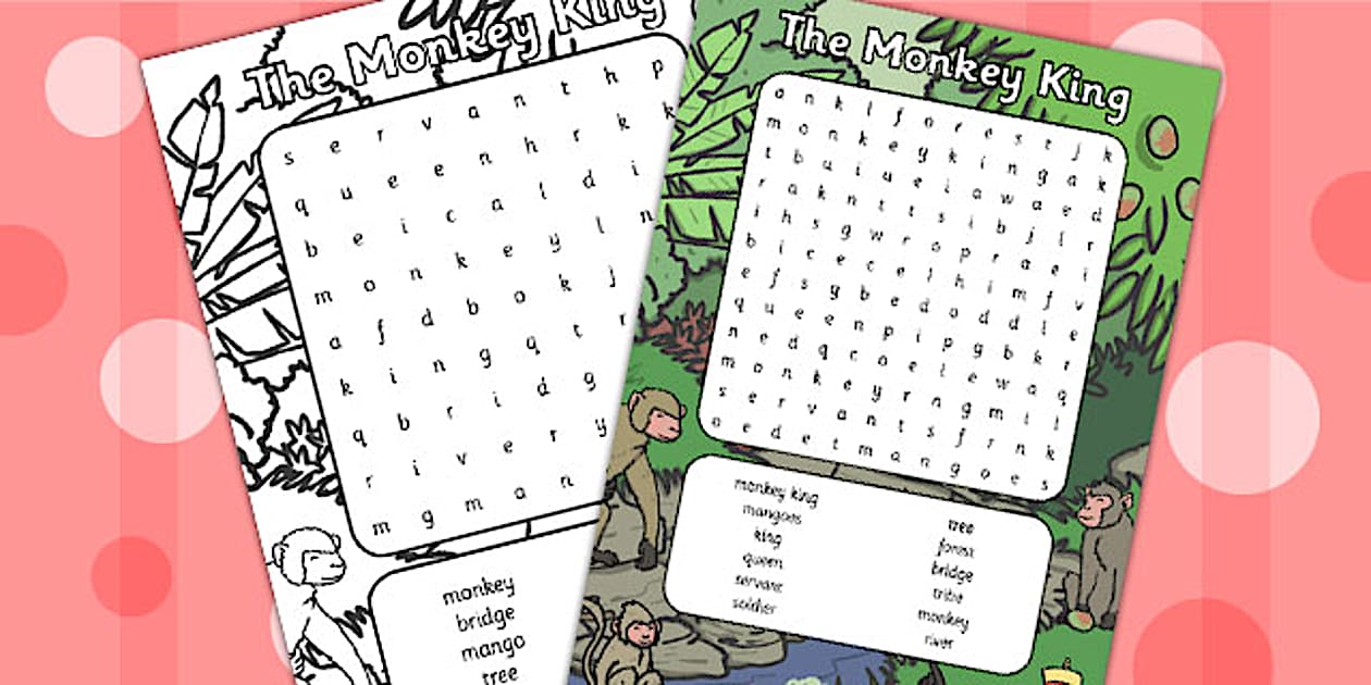 The Monkey King Buddhist Story Word Search (teacher made)