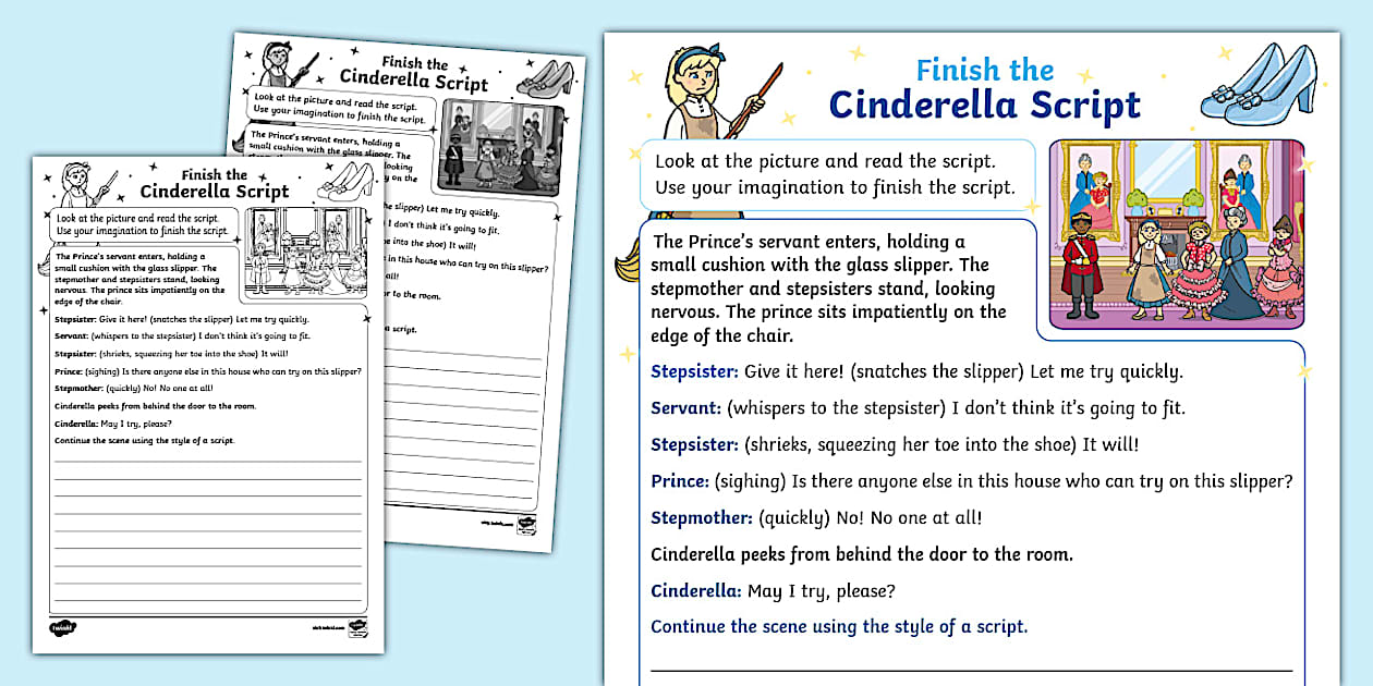 Finish the Cinderella Script Writing Template (teacher made)