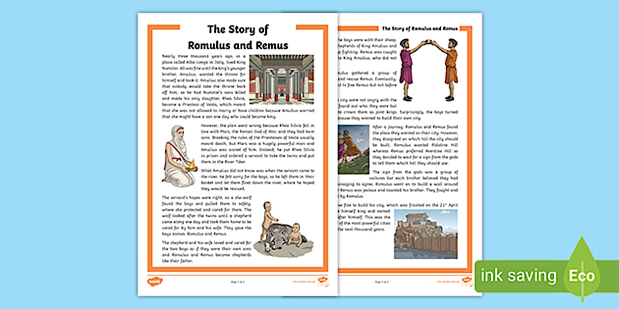 Black and White Romulus and Remus Short Story (teacher made)