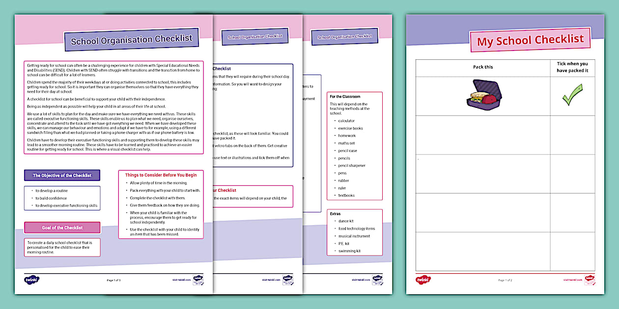 Older Learners School Organisation Checklist (Teacher-Made)