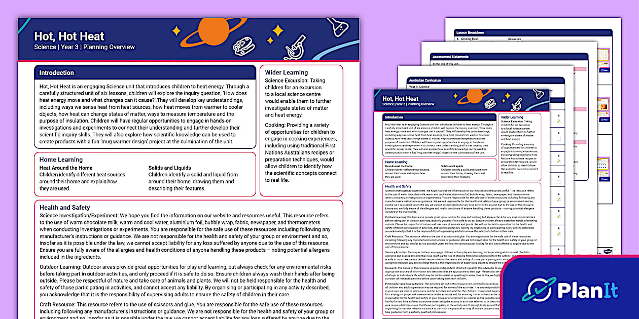 Year 3 Science Hot, Hot Heat Planning Overview - Twinkl
