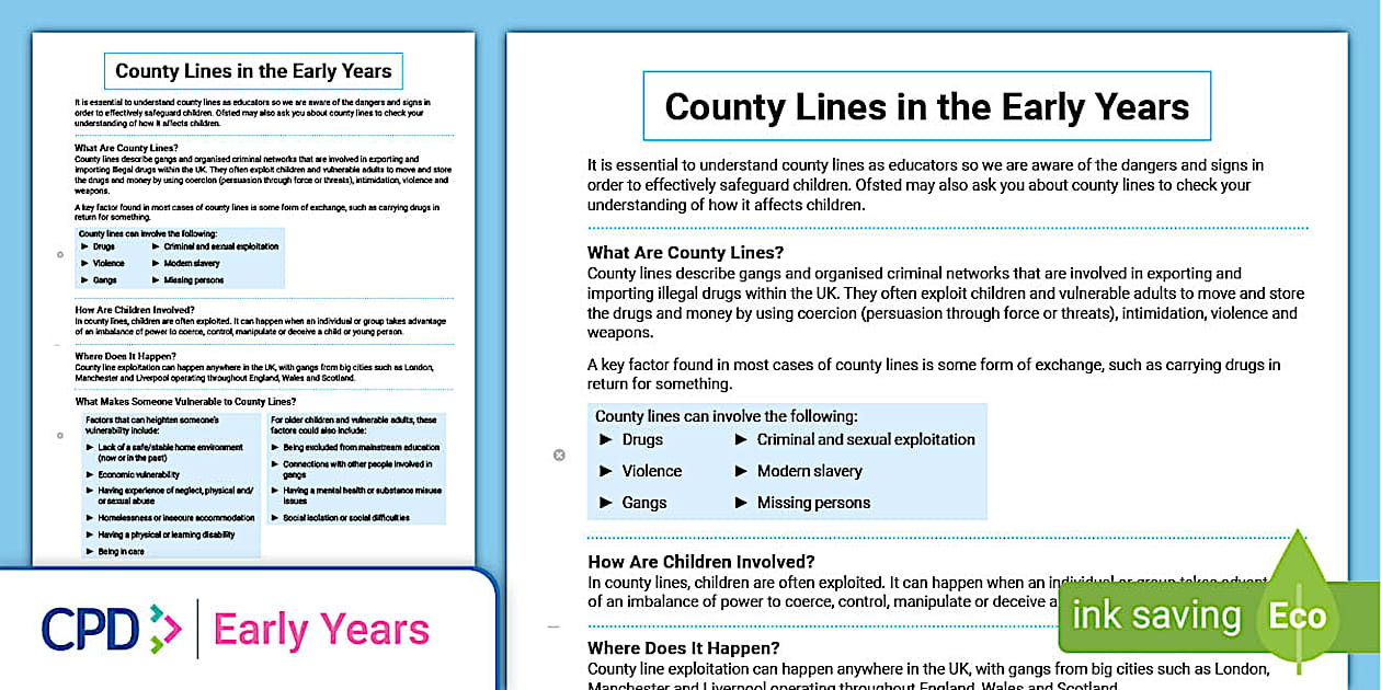 CPD: Meaning and Signs of County Lines Kindergarten (Handout)