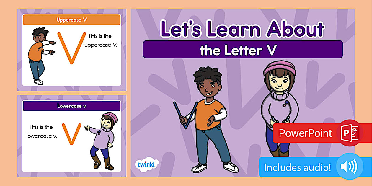 Alphabet: Let's Learn About the Letter V PowerPoint for PreK-K