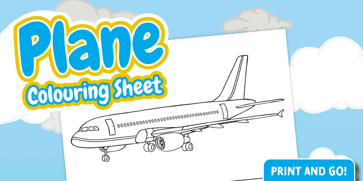 Plane Colouring Page - Twinkl Australia
