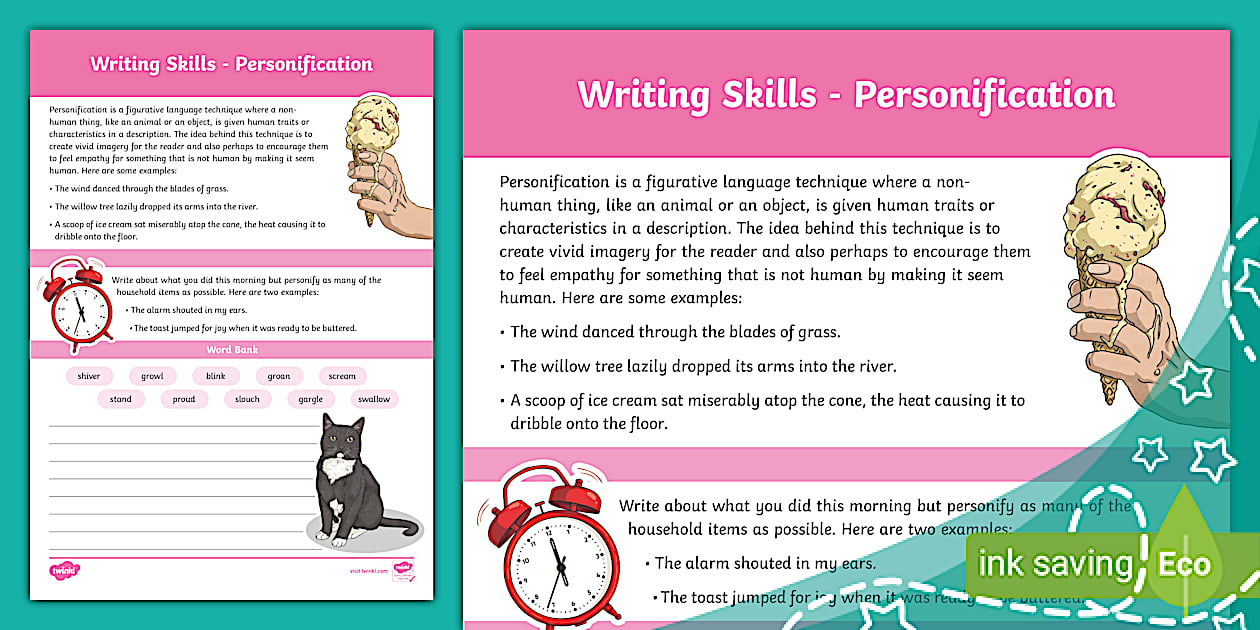 Writing Skills: Personification (Ages 7 - 11) (teacher made)