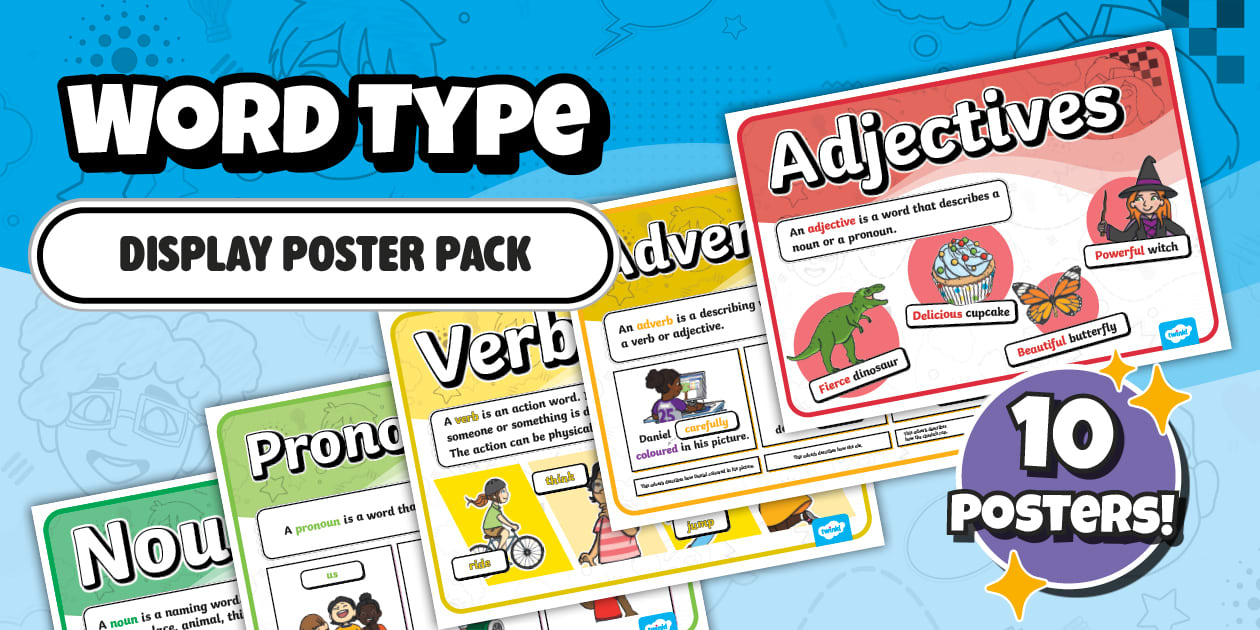 Word Types Display Posters - Types of Words Posters Pack