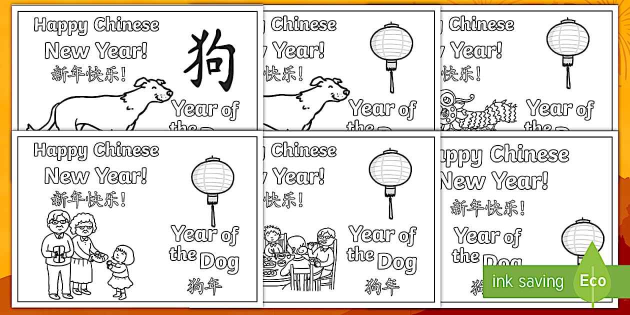 Chinese New Year Dog Greeting Cards Activity English/Mandarin Chinese