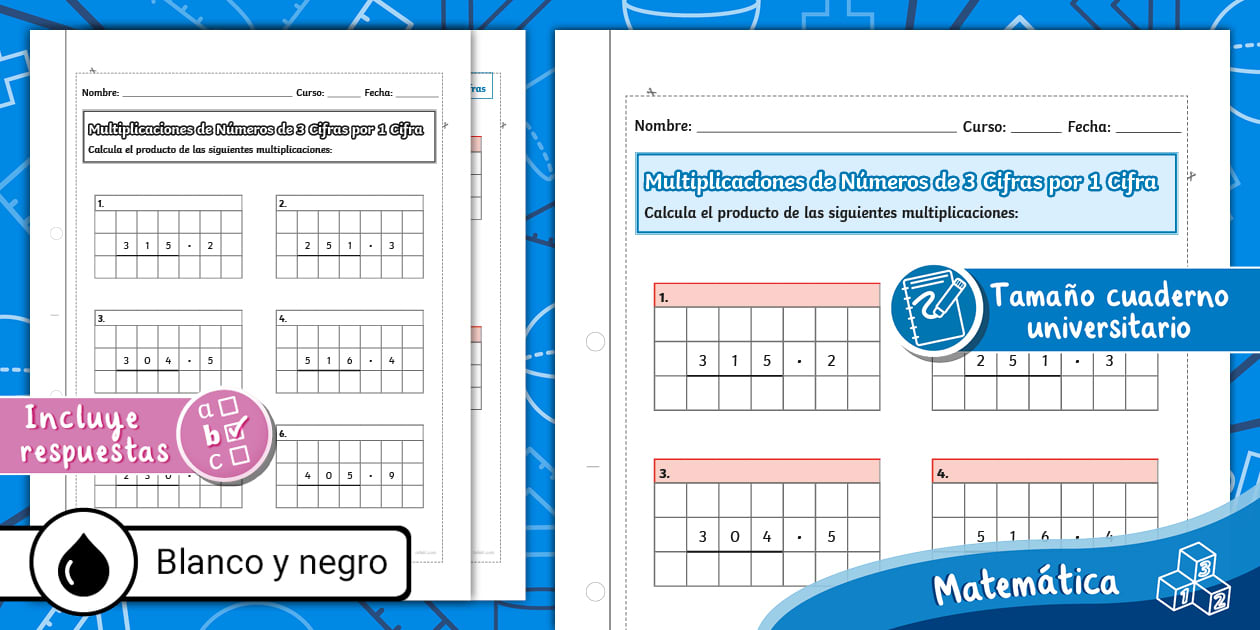 Guía de Trabajo | Multiplicación 3 cifras | Matemáticas | 4°
