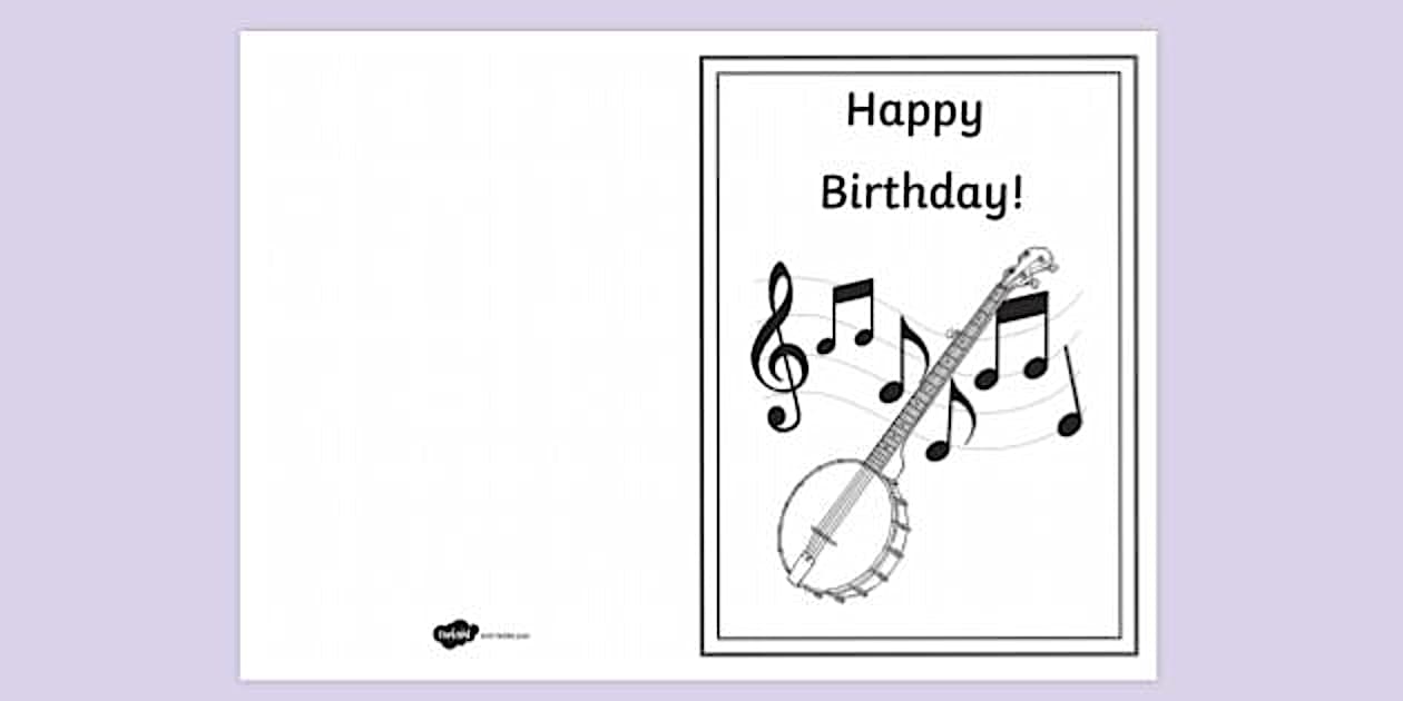 Banjo Birthday Card Colouring Activity | Primary Resources
