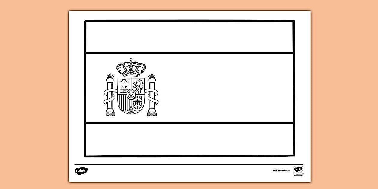 Bandera de España para colorear e imprimir (teacher made)